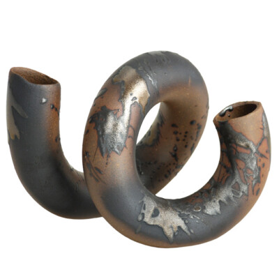 Japanese Ikebana Vase Flower Arrangement 7.5"H Spiral Curled Tube, Made ...