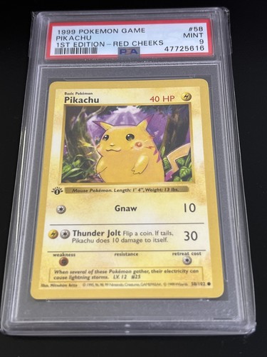 1999 Pokemon 1st Edition Shadowless Pikachu 58 “Red Cheeks” PSA 9 MINT ...