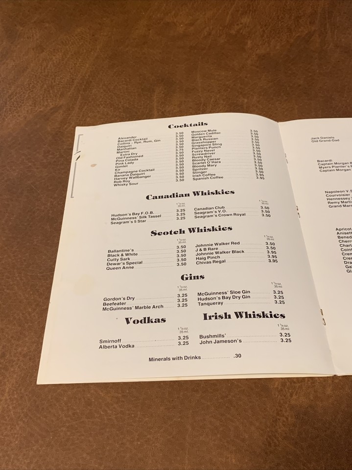 Rare Vintage - Ed’s Warehouse Restaurant Menu - Toronto Ontario Canada ...