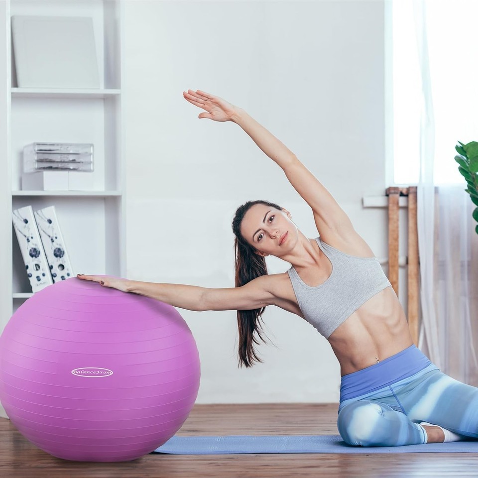 Versatile Anti-Burst Yoga Ball - Slip Resistant & Free Foot Pump, 85cm ...