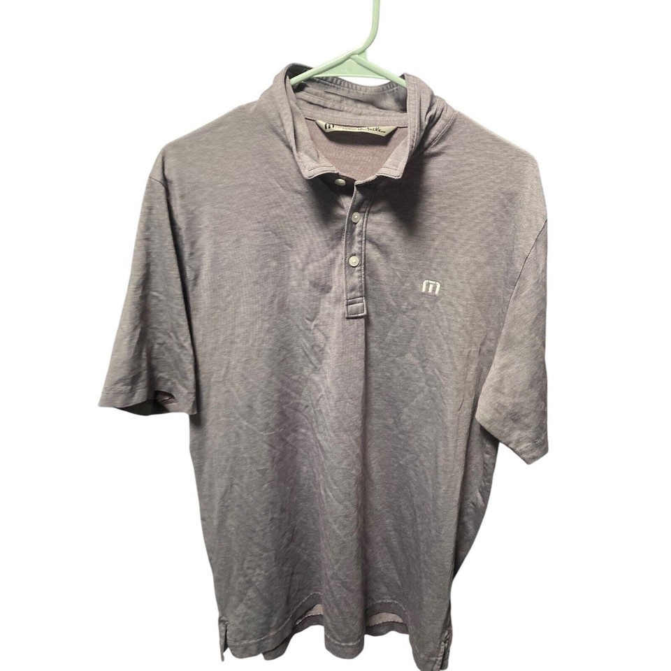 Travis Mathew Polo Shirt Men Large Gray Performance Golf Short Sleeve ...