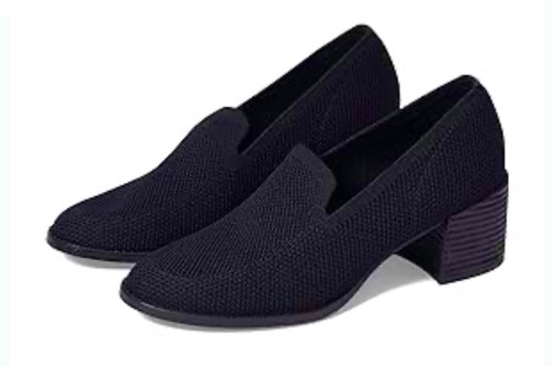 New Eileen Fisher Dern Navy Stretch Knit Loafer Pumps $210 | eBay
