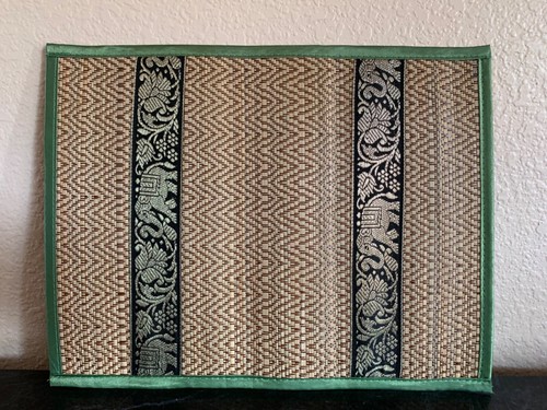 AeraVida Set of 4 Mighty Elephant Green Silk Trim Reed Placemats | eBay