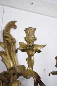 Stately Antique 19th C French Bronze Acanthus Rococo Candle Holder Wall ...