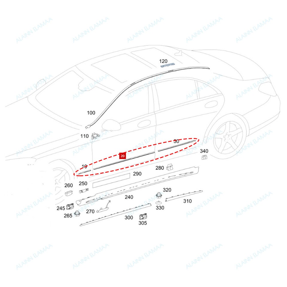6pcs Side Door Chrome Body Mouldings Trim Fit For Mercedes Benz S W222 ...