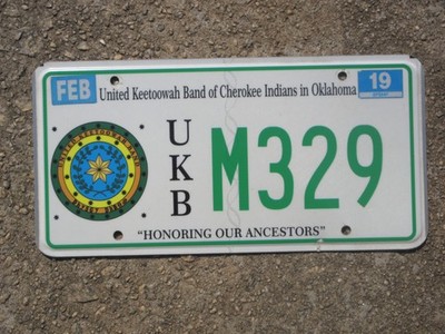 Oklahoma United Keetoowah Band of Cherokee Indian Tribe License Plate ...