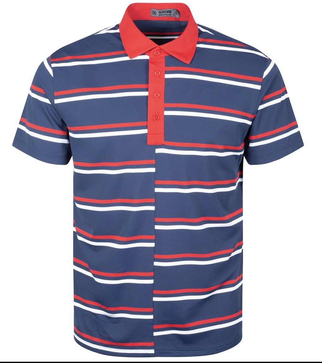 G/Fore G4 Golf Shirt Polo Offset Multi Stripe XXL Blue Red TWLT ...