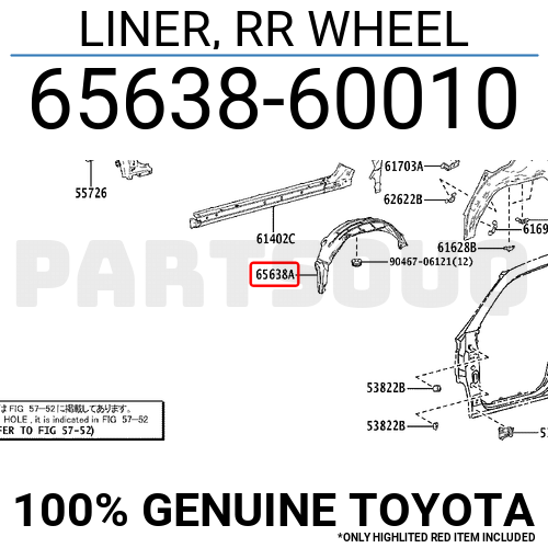6563860010 Genuine Toyota LINER, RR WHEEL 65638-60010 | eBay