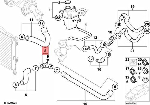 Genuine BMW Radiator Cooling Fan Pipe Elbow With Beeder Screw OEM ...
