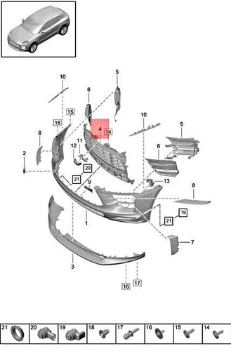 Genuine PORSCHE Macan 95B Grille Center Black 95B807683BL041 | eBay