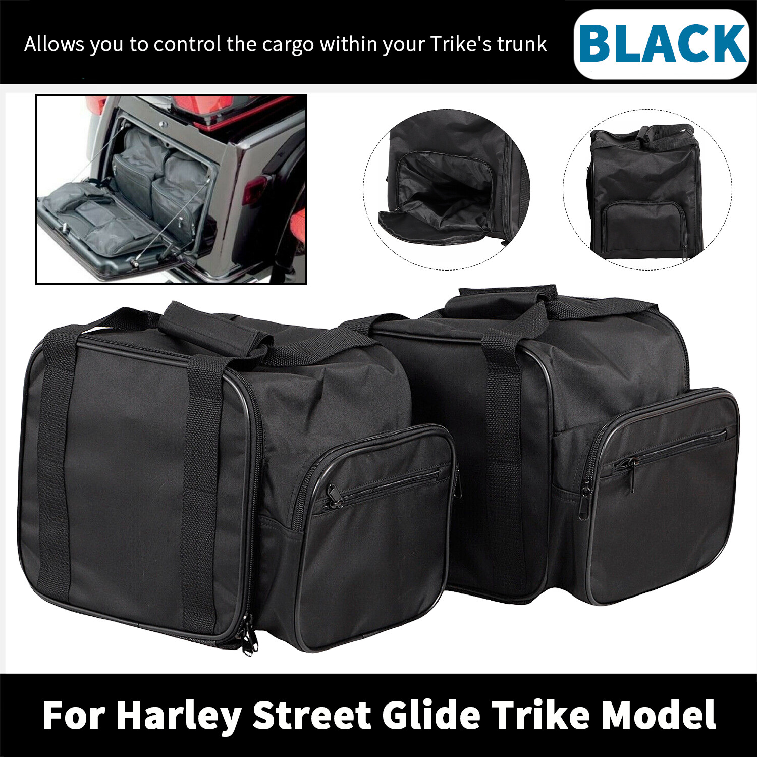 Motorcycle Black Saddlebags Trunk Liner Bag Luggage For Harley Tri ...