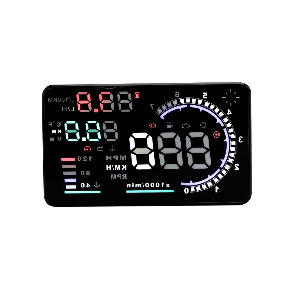 OBD II Car HUD Head Up Display 5.5' Dash Screen Digital Speedometer ...
