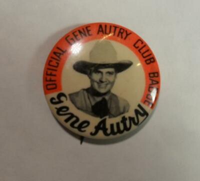 VINTAGE OFFICIAL GENE AUTRY CLUB BADGE LITHO PHOTO PINBACK BUTTON GOOD ...