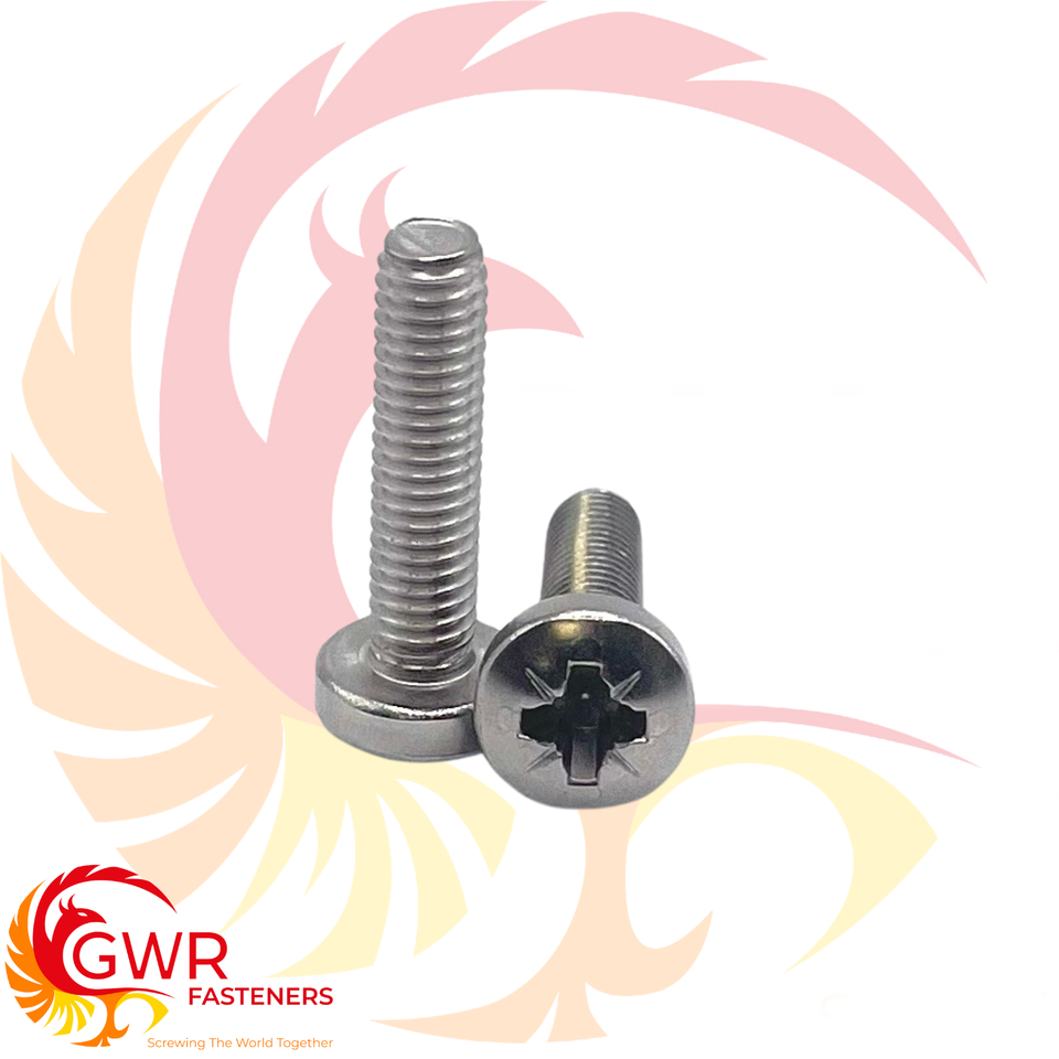 M4 M5 M6 M8 POZI PAN HEAD MACHINE SCREWS POZIDRIVE A4 MARINE STAINLESS ...