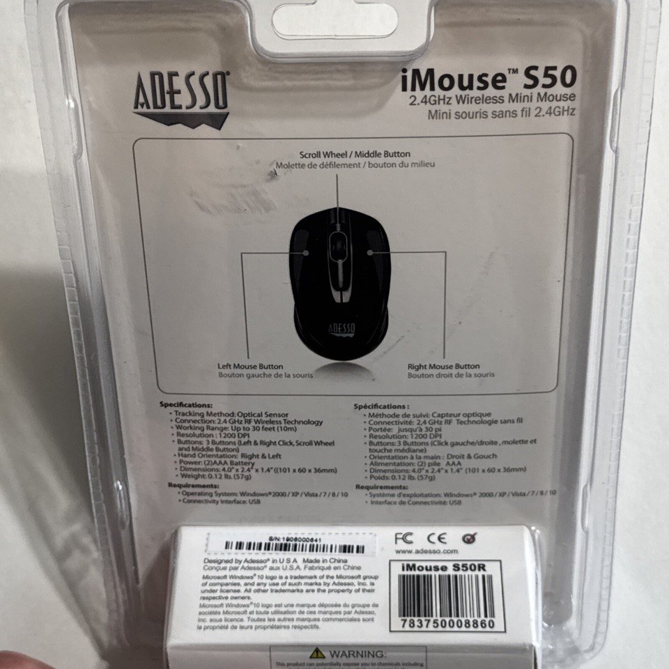 Adesso iMouse S50 2.4 GHz Wireless Optical Mini Mouse Metallic Red ...