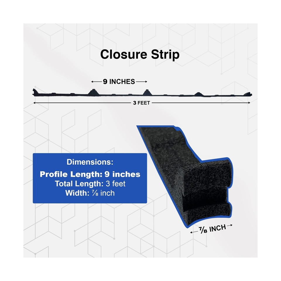 Duco 9in Classic Rib Profile Foam Closure Strips for Metal Roofing ...