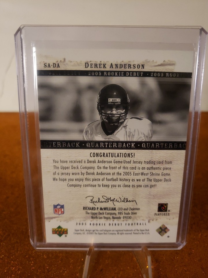 2005 Upper Deck Rookie Debut Saturday Swatches #SA-DA Derek Anderson ...