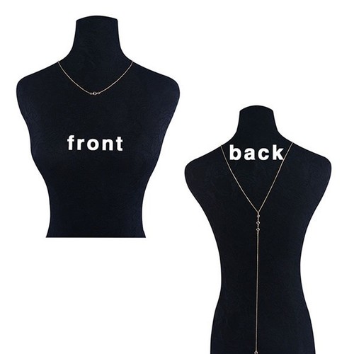 Back Chain Body Necklace Silver Crystal Rhinestone Long Wedding Jewelry ...