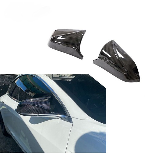 2PCS Real Carbon Fiber Side Mirror Cover Caps For Tesla Model 3 2017 ...