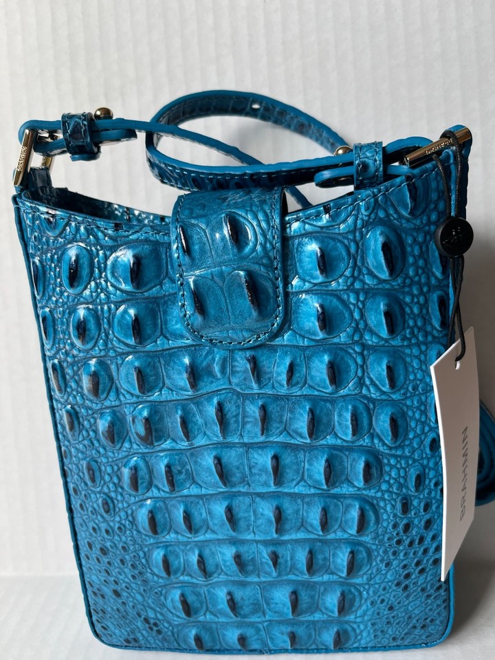 NEW BRAHMIN MARLEY VIBRANT AZURE MELBOURNE LEATHER CROSSBODY/SHOULDER ...