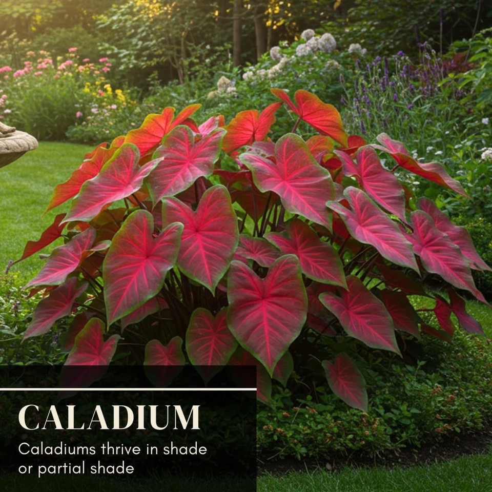Florida Cardinal Caladium Bulbs for Planting - Perennial 10 Bulbs, red ...