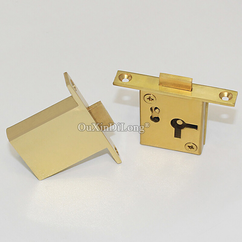 2PCS Antique Pure Brass Drawer Lock Furniture Cupboard Locker File ...