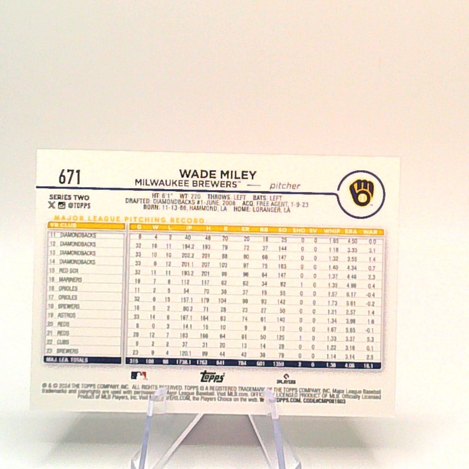 2024 Topps Baseball Series 2 Wade Miley Summer Foil Retail Parallel ...