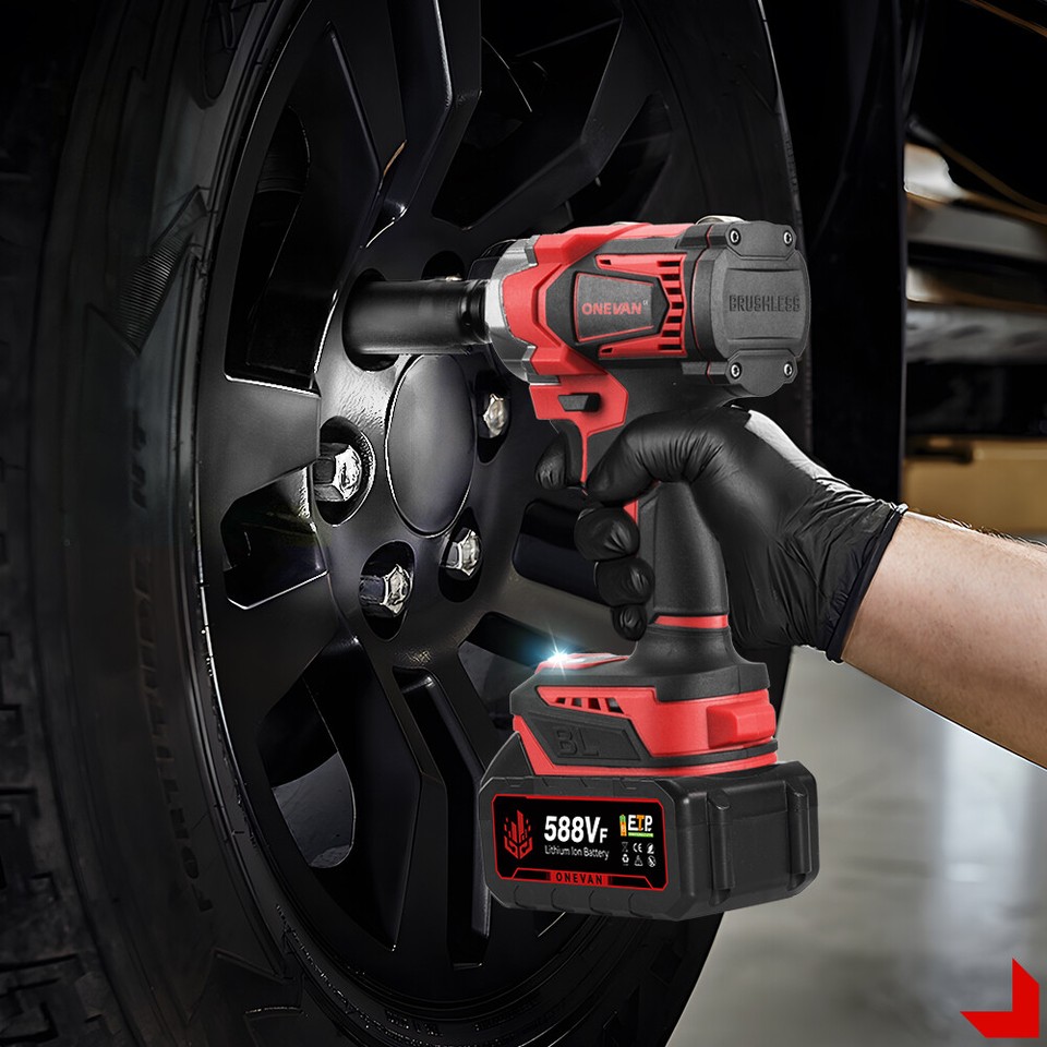 18V 1200N.m Impact Wrench 1/2" Cordless Impact Driver Gun for Car/DIY ...