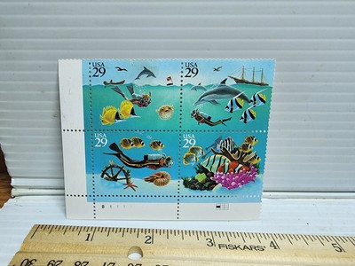 US Mail Post Office 29 Cent 4 Stamp Strip Ocean Reef New | eBay