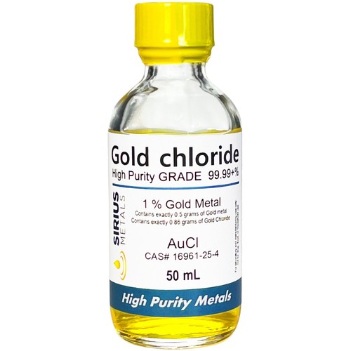 Gold Chloride - 1.725% as HAuCl4 (1.0% as Gold metal) - 50 mL in Glass ...