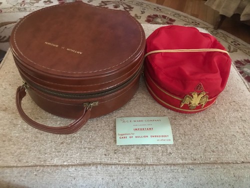 Vintage Masonic Scottish Rite Red Double Eagle Cap w/ case | eBay