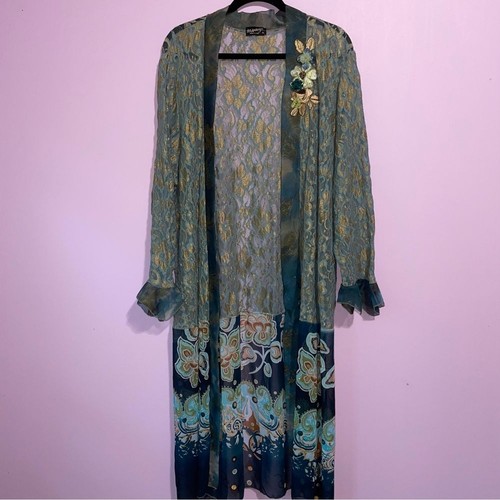 Lee Andersen Lace Duster Cardigan Womens Size XL Festival Artsy Fairy ...