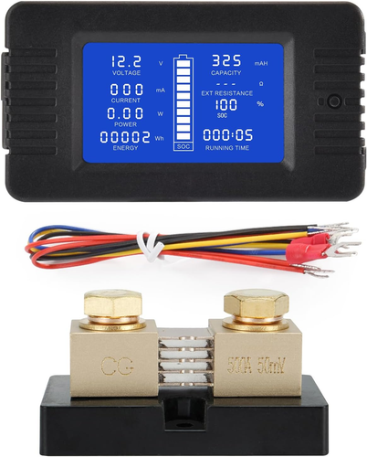 DC Multifunction Battery Monitor Meter with Shunt,0-200V,0-500A, LCD ...