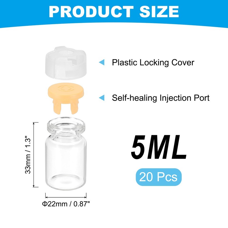 5ml Clear Glass Sample Vials, 20Pcs Small Liquid Bottles, Yellow | eBay UK