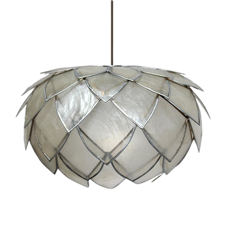 CAPIZ SHELL SILVER VINTAGE CEILING LAMP SHADE COASTAL PENDANT DINING ...