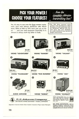 QST Ham Radio Mag. Ad E.F. JOHNSON Transmitters, Receivers, Amps & More ...