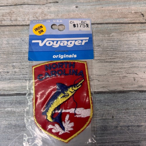 Vintage Voyager North Carolina Patch Embroidered Sew Iron Travel fish ...