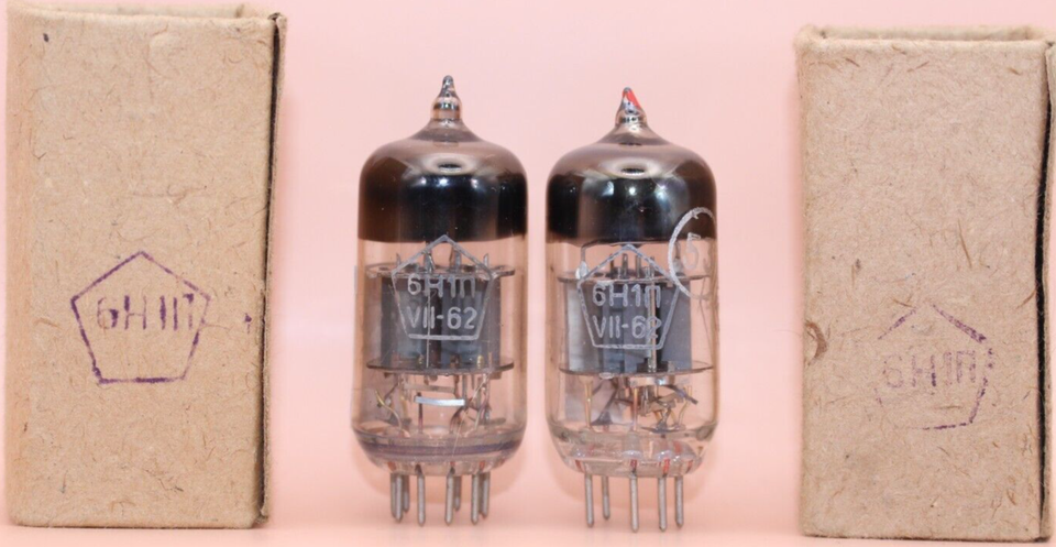 2x 6N1P (6Н1П) ~ECC85 ~88CC ~6DJ8 VALVES / RÖHRE NOS Matched pair ...