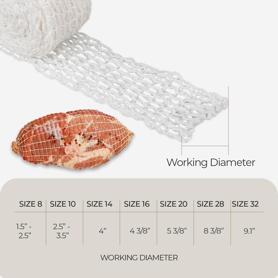 TSM® 50 Ft Elastic Meat Netting Roll Polly-Cotton Twine Butchers Net ...