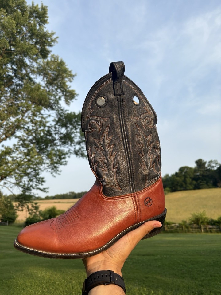 Double H AG7 Bull Rider Boots Men Size 12 EE Blue Brown Leather Western ...