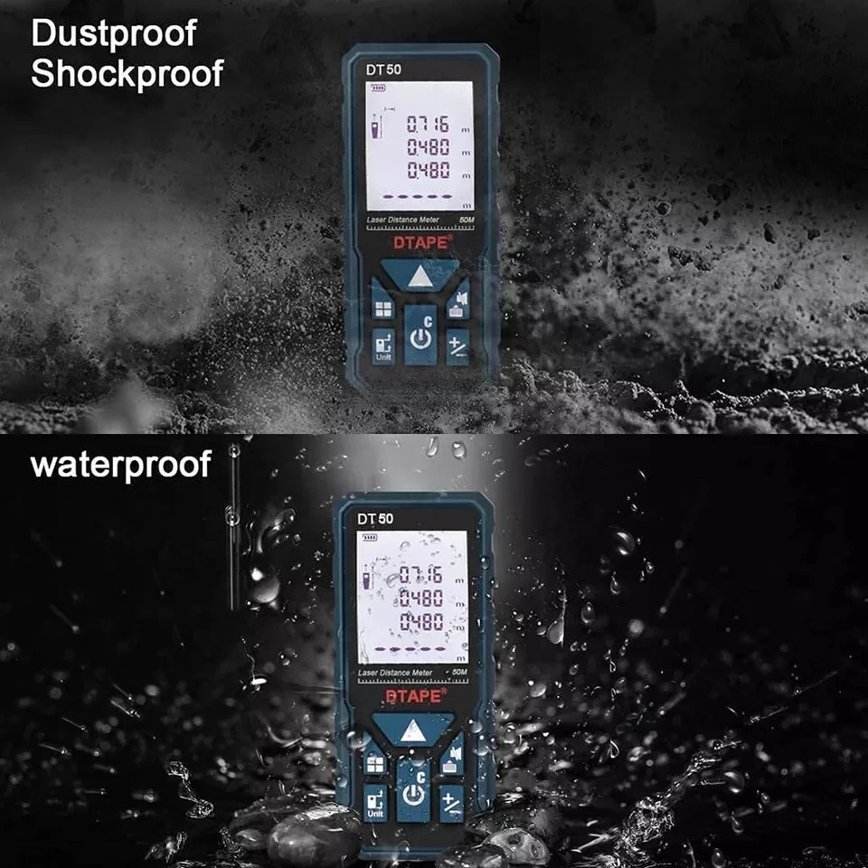 Laser Distance Meter 50M/165ft，Handle Digital IP54 Shockproof Laser ...