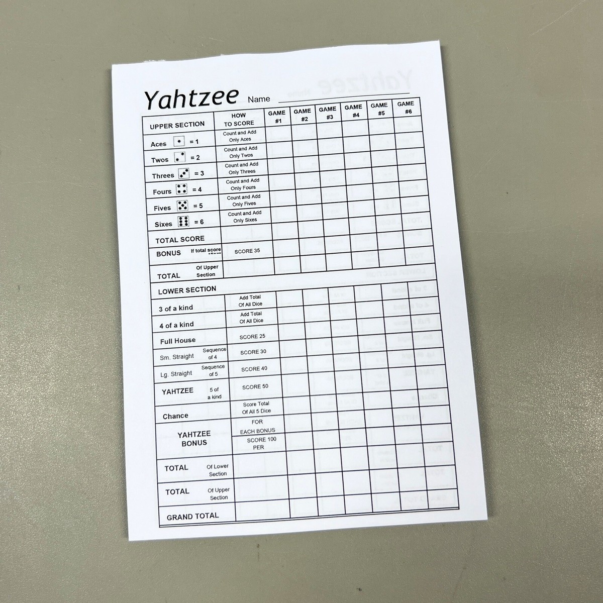 Download Printable Yahtzee Score Card Printable Yahtzee