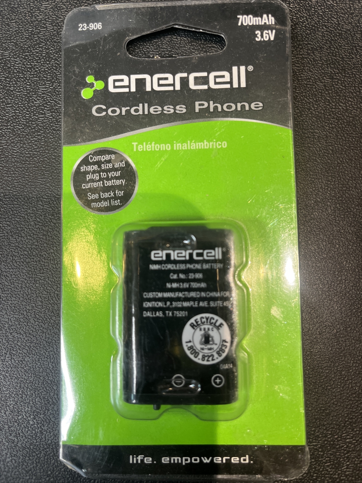 Enercell Cordless Phone Battery 700mah 3.6v 23-906 - for sale online | eBay