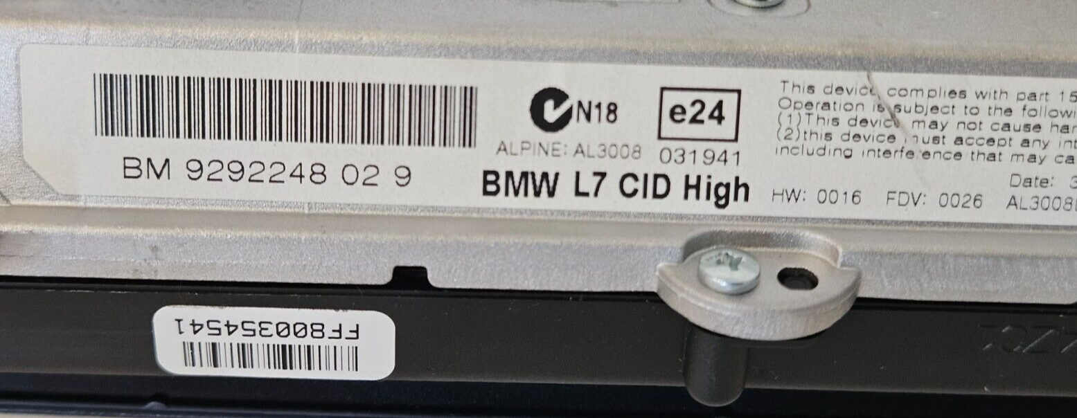 BMW Nbt/cic L7 CID High 8.8 Inch Display for sale online | eBay