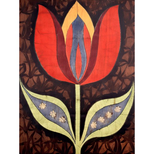 A Single Tulip Flower Batik Style Pattern Folk Art Wall Art Canvas ...