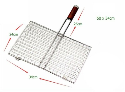 BBQ Grill Basket Fish Meat Barbeque Hand Held Grill Mesh Wire Grill ...
