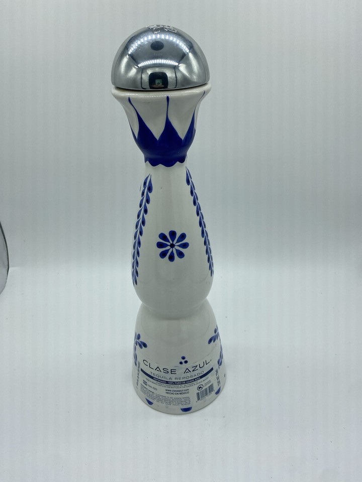 Clase Azul Reposado Tequila White And Blue Hand Painted Ceramic Empty ...