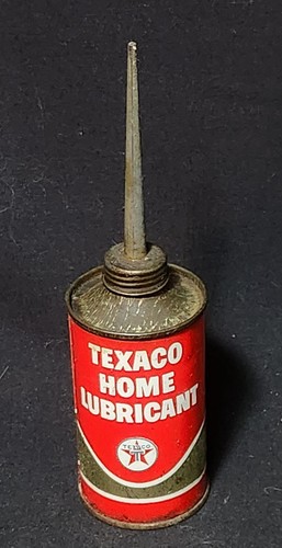 1950's Vtg Texaco Home Lubricant Household Oil 3 oz Tin Can Red White ...