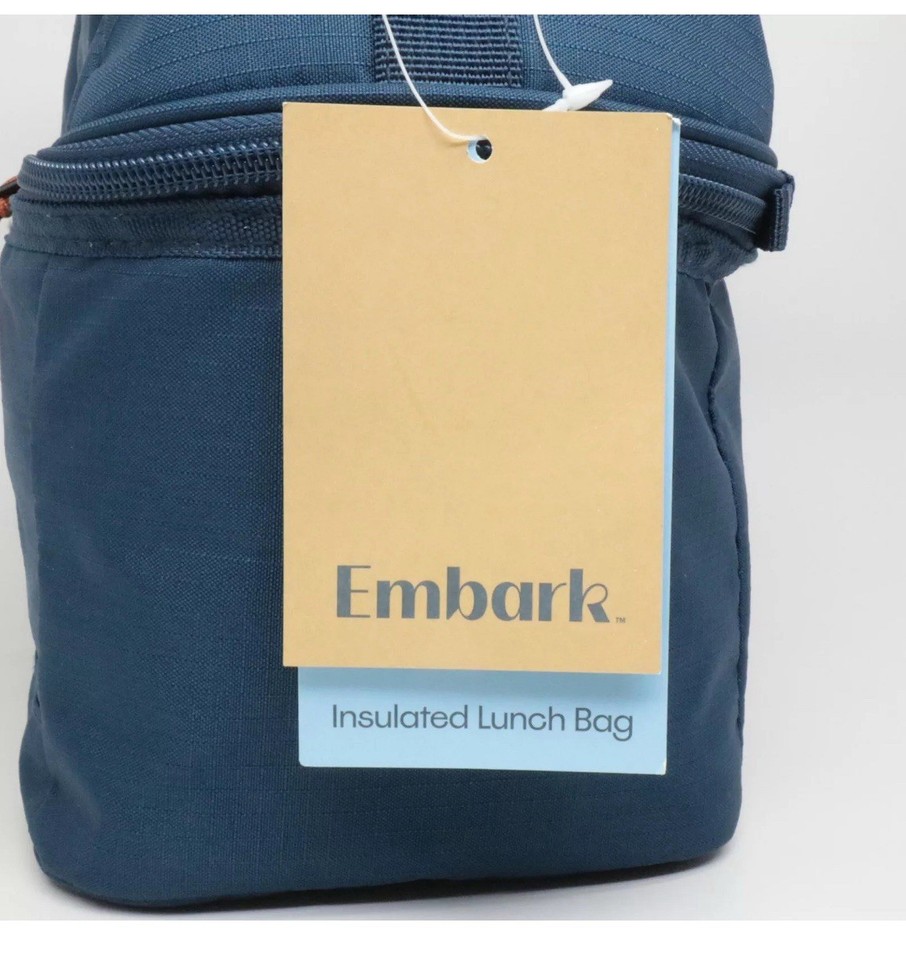 Embark Insulated Durable Dual-Compartment Lunch Bag/Tote/Box - Navy ...
