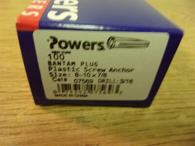 NEW Powers Bantam Plug Plastic Screw Anchor 8-10x7/8 box of 100*FREE ...